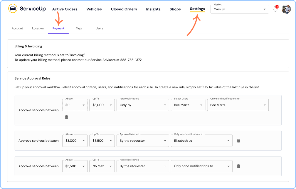 How to set approval limits?